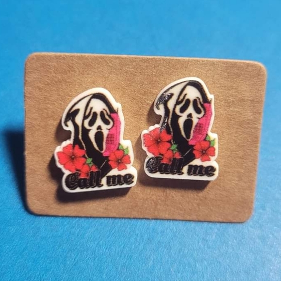 Jewelry | Ghostface Scream Call Me Acrylic Stud Earrings | Poshmark